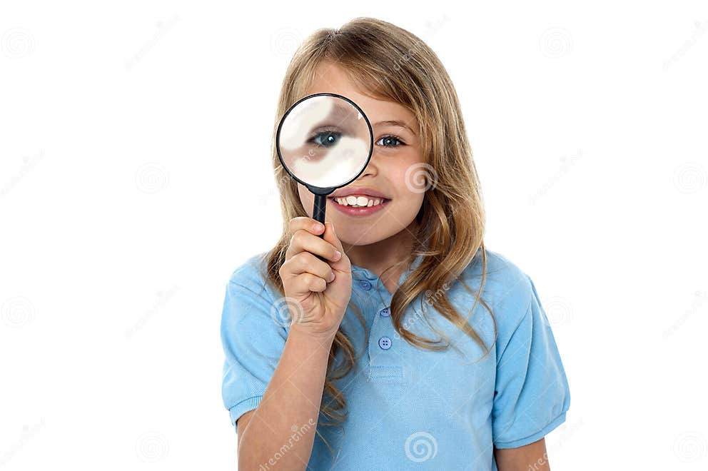 Smiling Kid with Magnifying Glass Stock Image - Image of glass ...