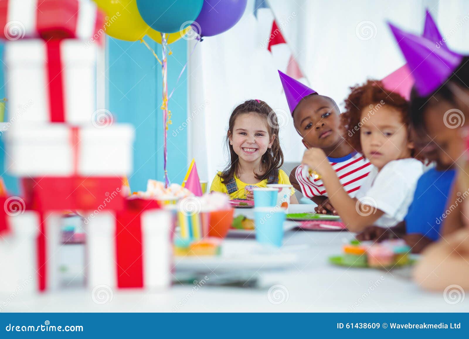 Smiling Kids at a Birthday Party Stock Image - Image of mixedrace ...