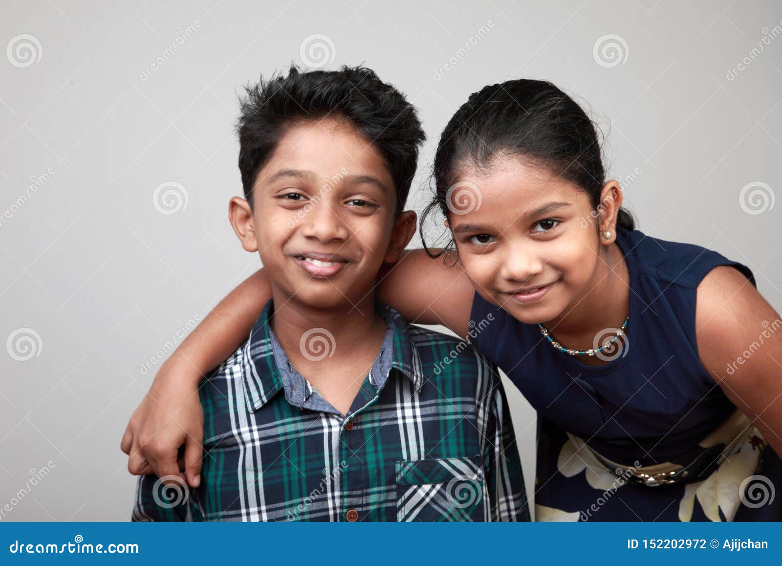 Smiling Kids Looking Forward Stock Photo - Image of islolated ...