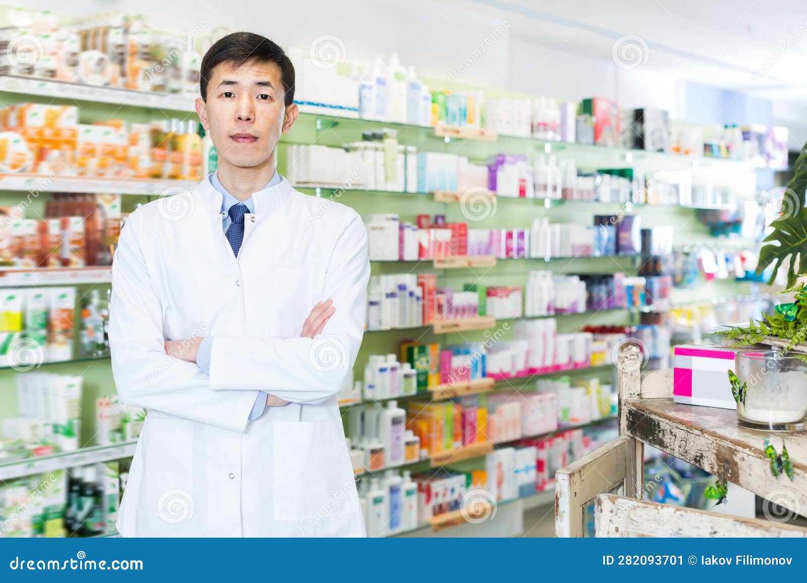 Smiling Korean Man is Standing with Medicines Stock Image - Image of ...