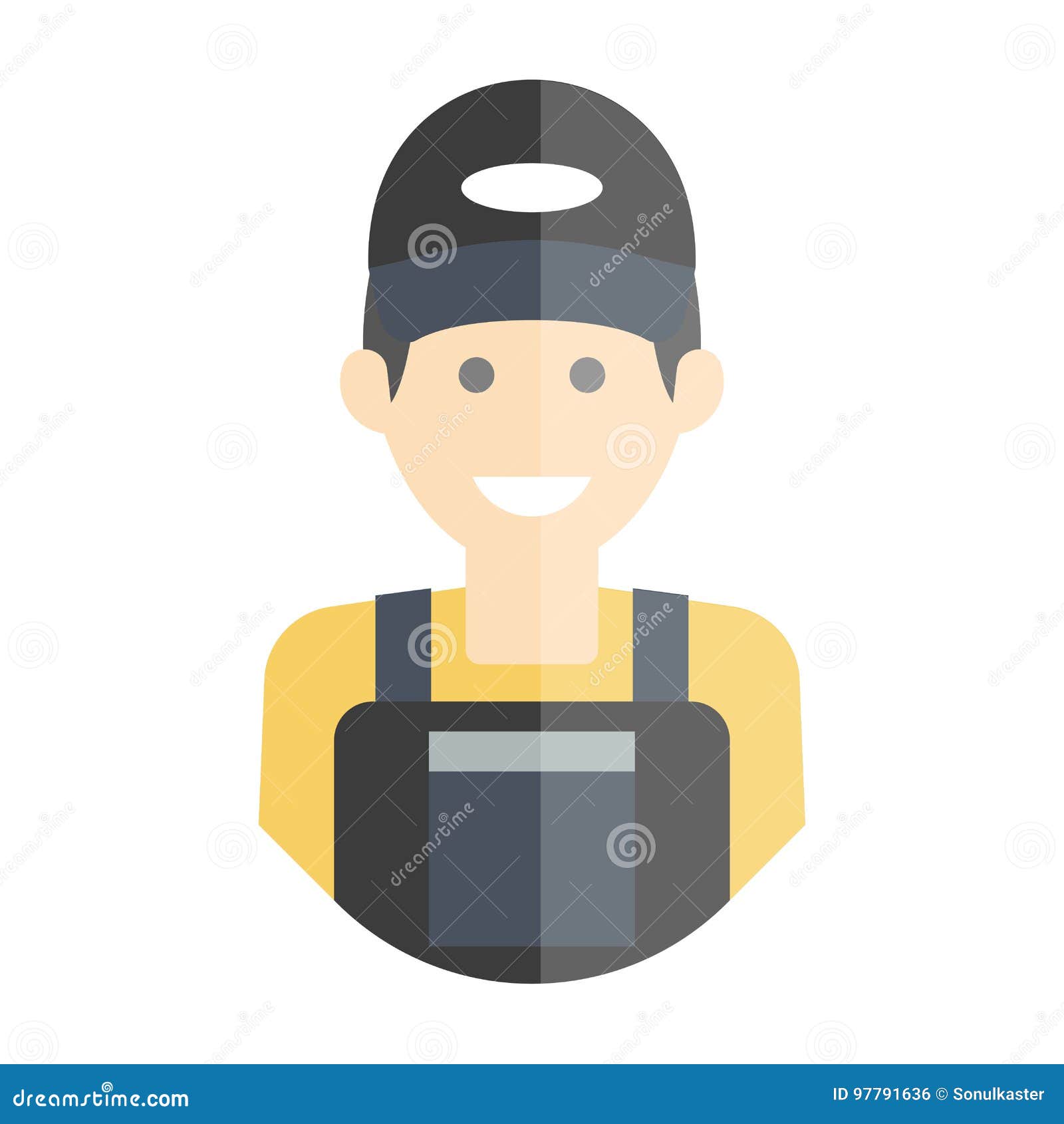 Smiling laborer man stock vector. Illustration of template - 97791636