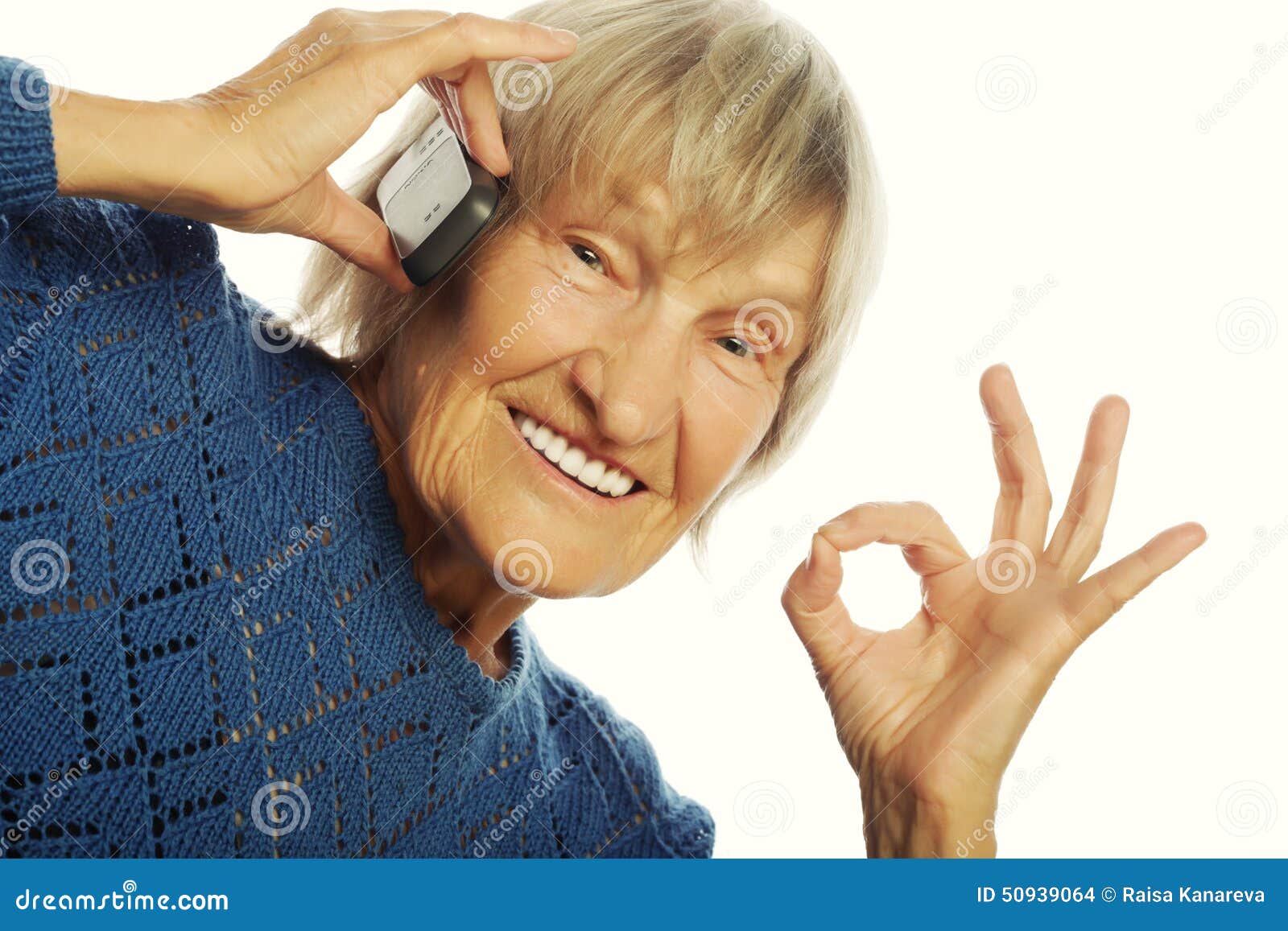 Smiling Lady Communicating through Mobile Phone Stock Photo - Image of ...