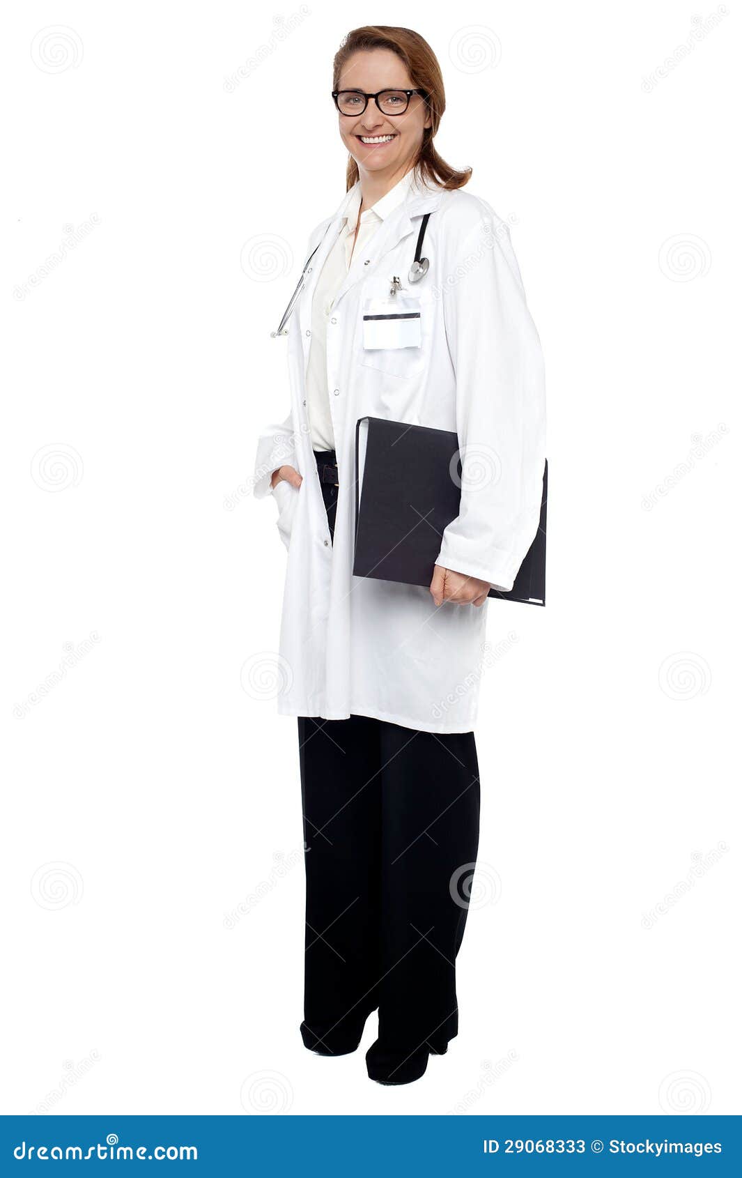 Smiling Lady Doctor with Medical File in Hand Stock Image - Image of ...