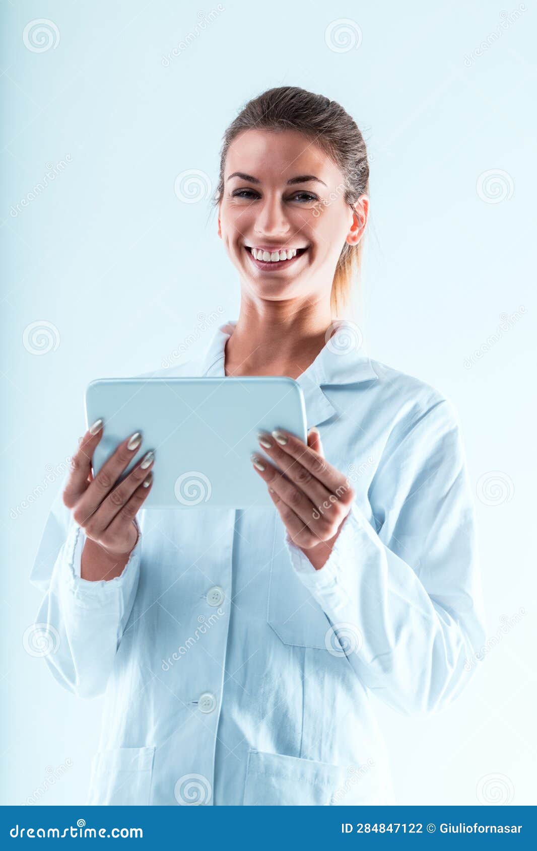 Tech Expert Using Tablet for Data Analysis Stock Photo - Image of ...
