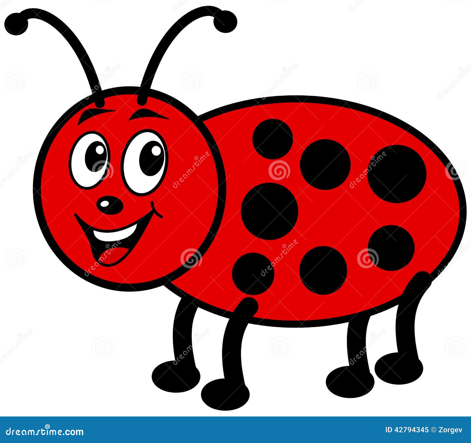 Smiling ladybug stock illustration. Illustration of single - 42794345