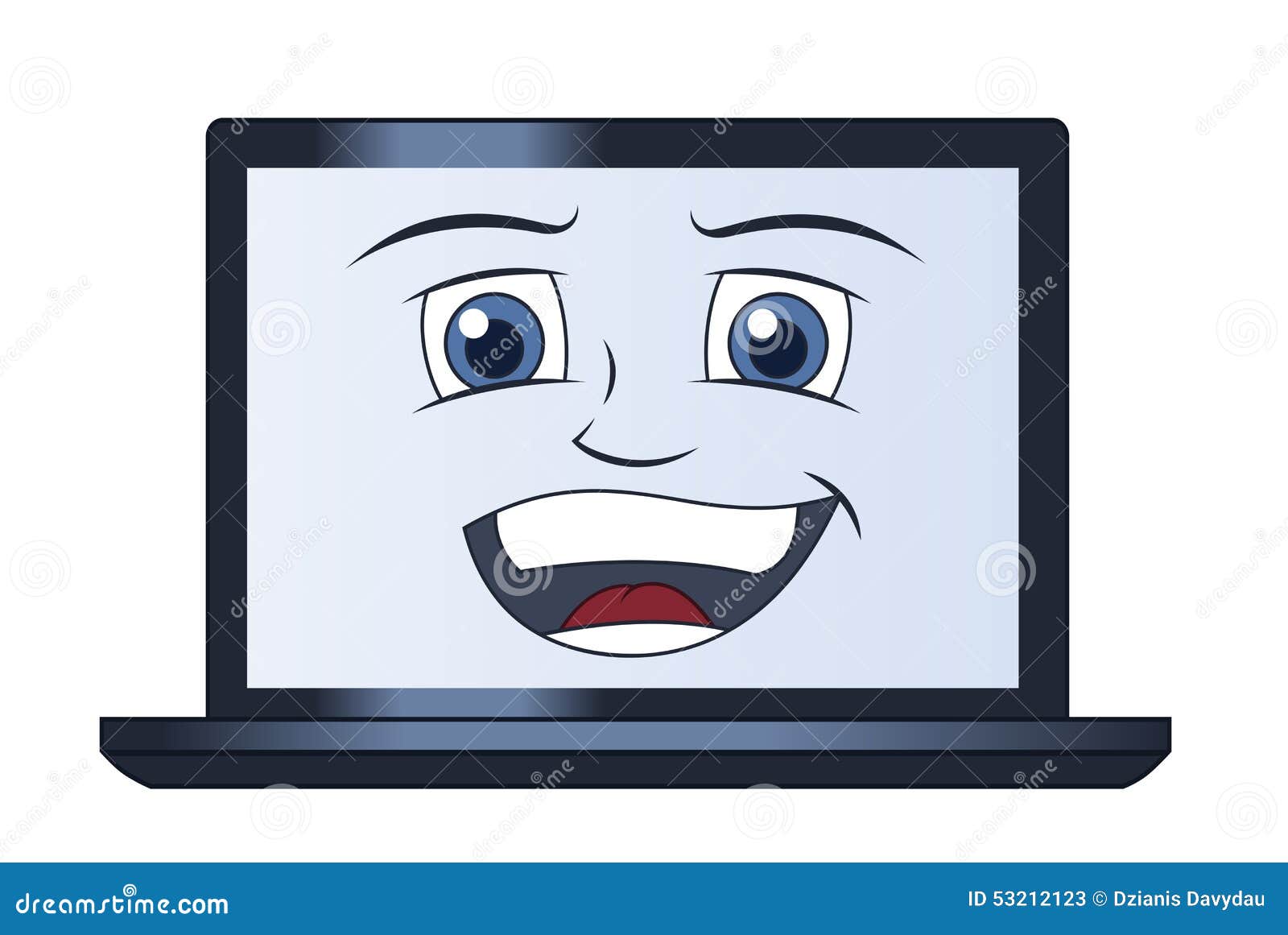 Smiling laptop computer stock vector. Illustration of desktop - 53212123