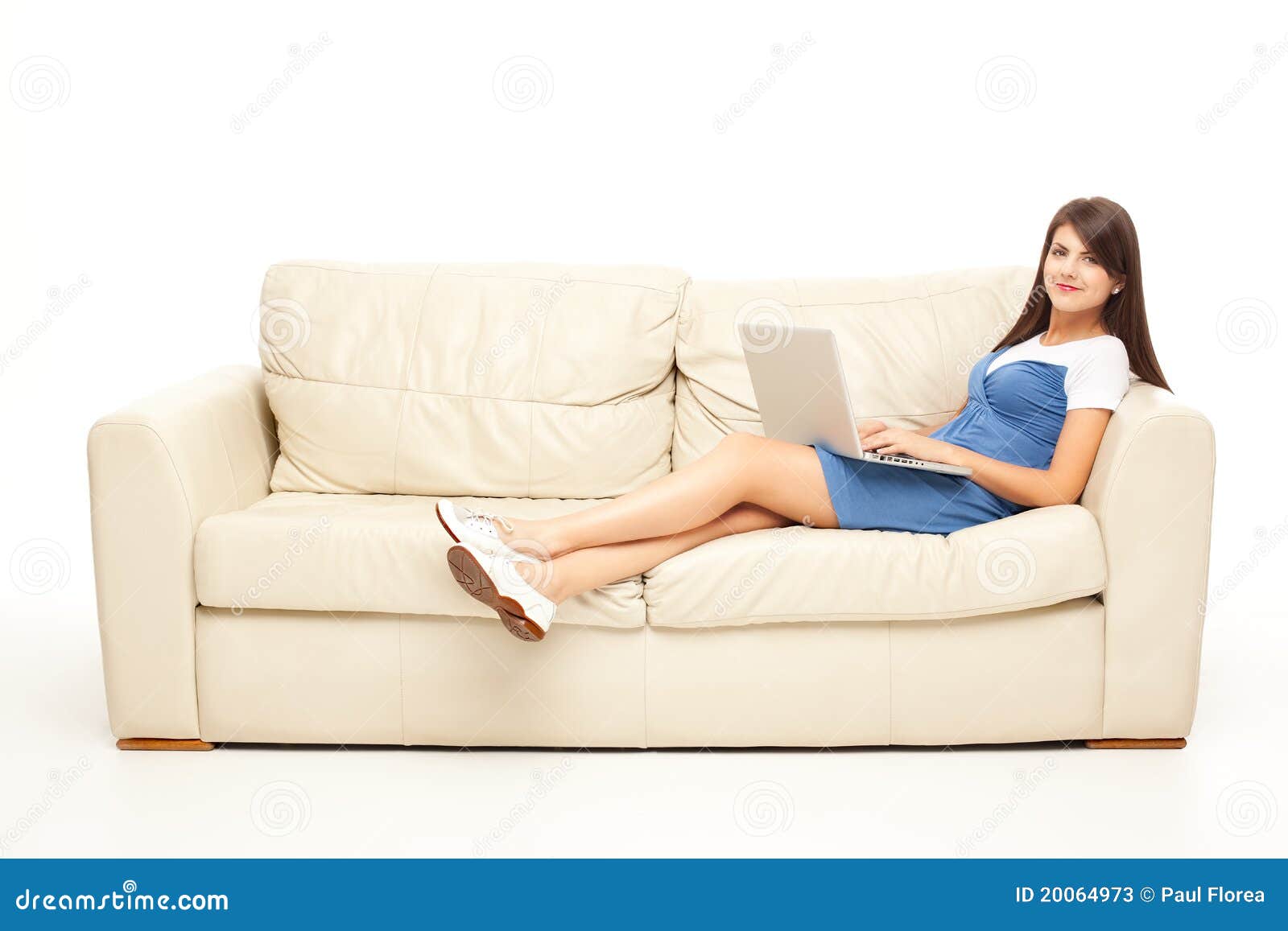 Smiling laptop typing stock image. Image of relax, pretty - 20064973