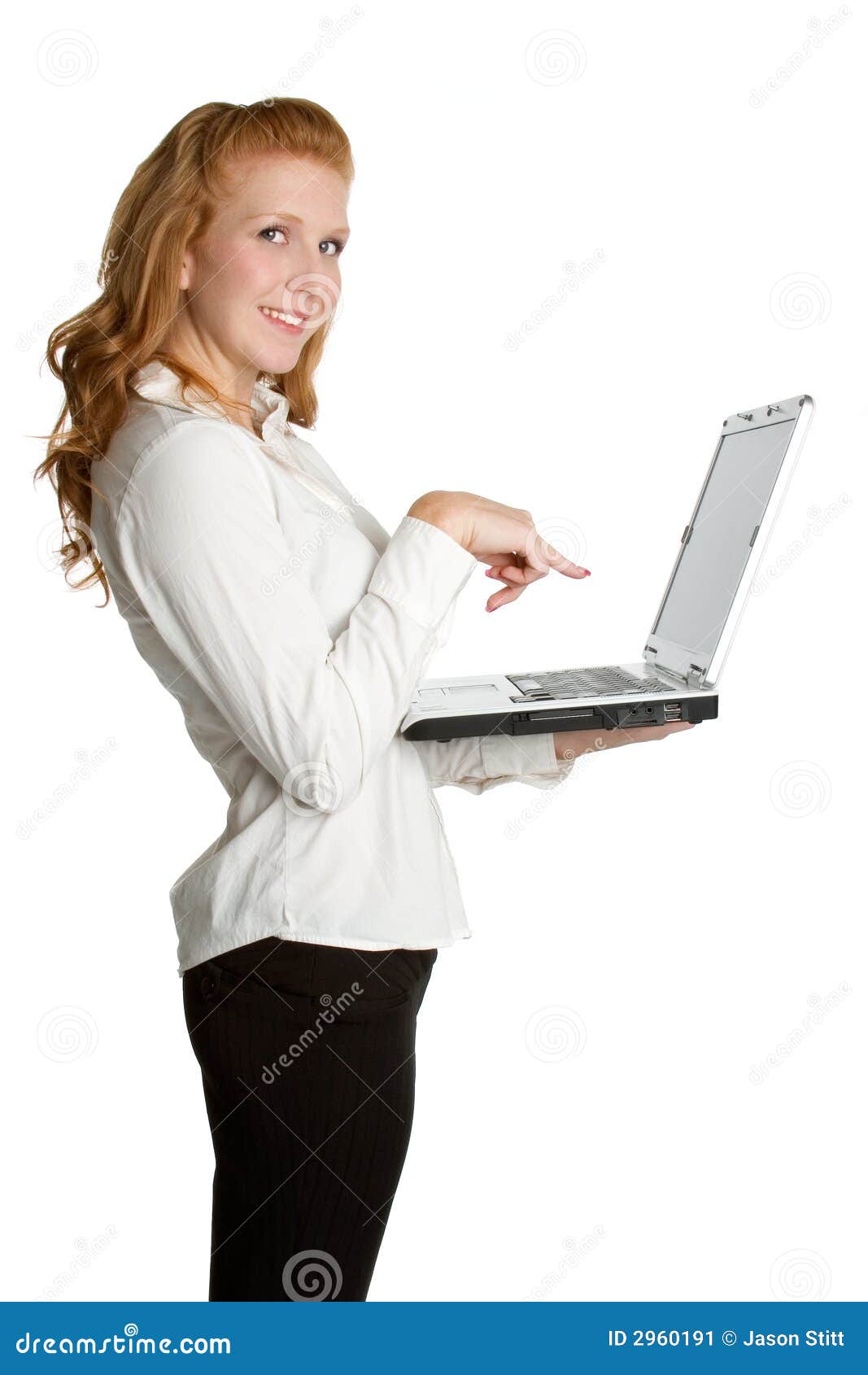 Smiling Laptop Woman stock image. Image of smile, isolated - 2960191