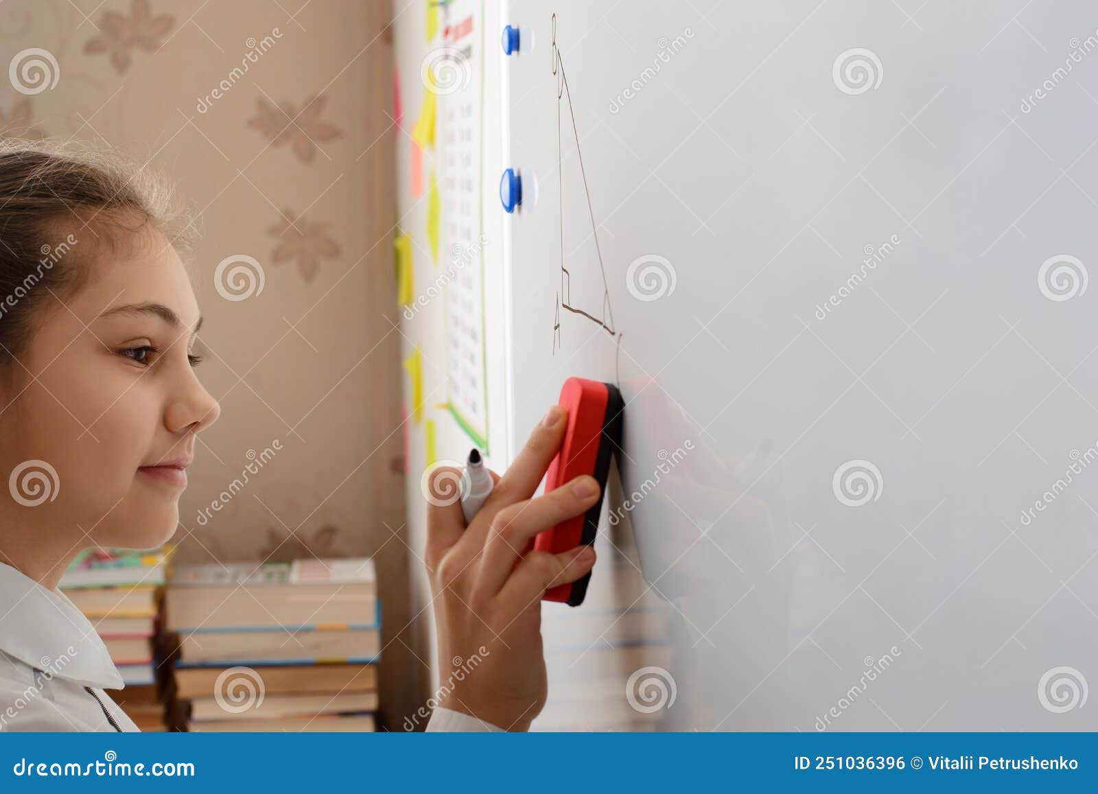Smiling Learner Doing Math Task Stock Photo - Image of equation, marker ...