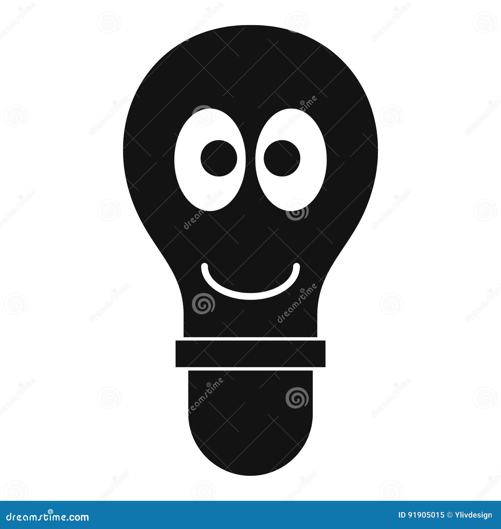 Smiling Light Bulb with Eyes Icon Simple Stock Vector - Illustration of ...