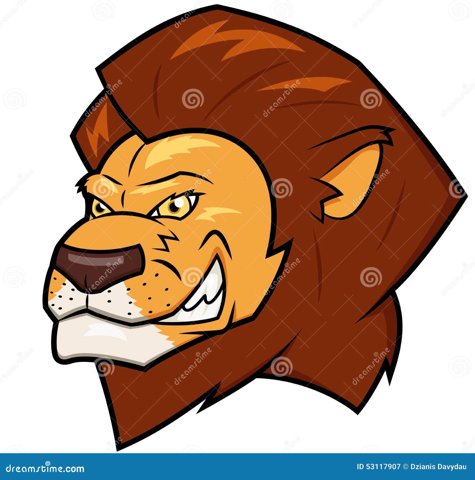 Smiling lion head stock vector. Illustration of lion - 53117907