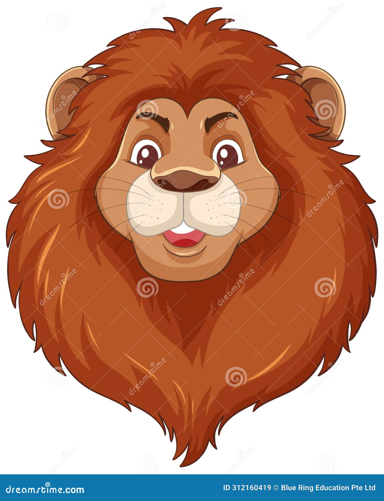 A smiling lion s head stock illustration. Illustration of adorable ...