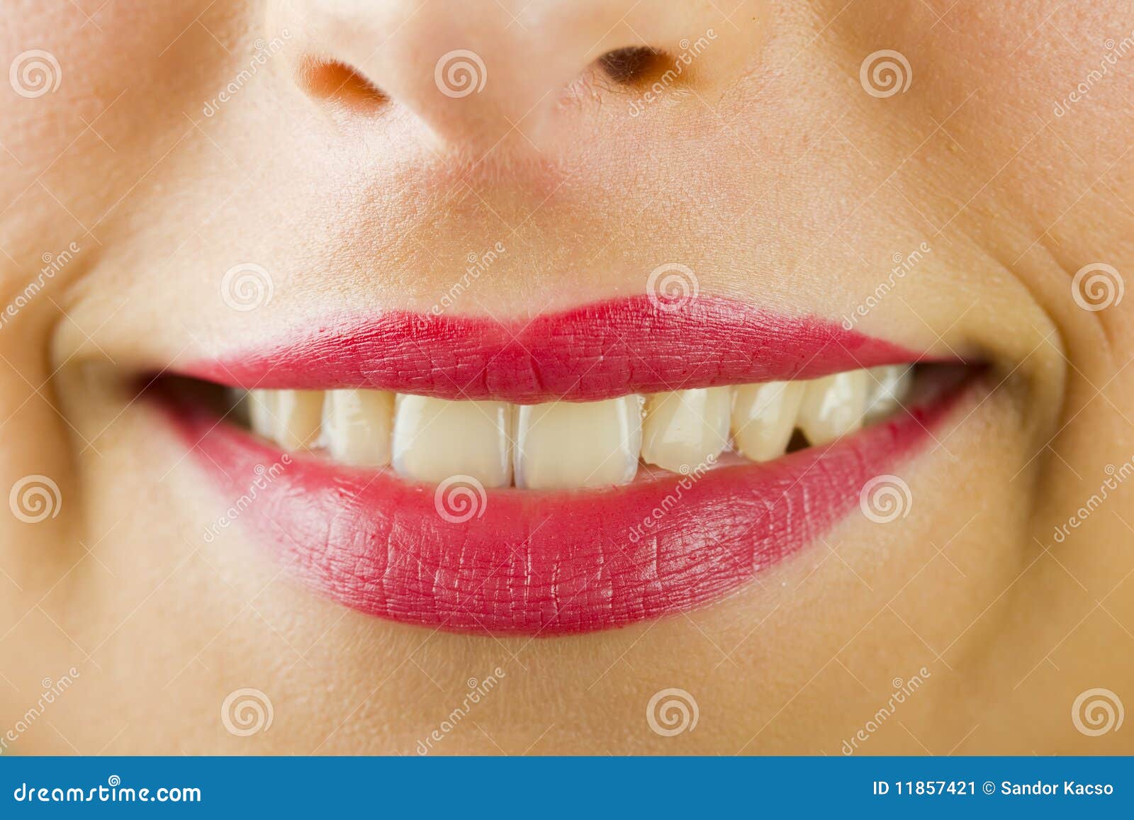Smiling lips with lipstick stock image. Image of beautiful - 11857421