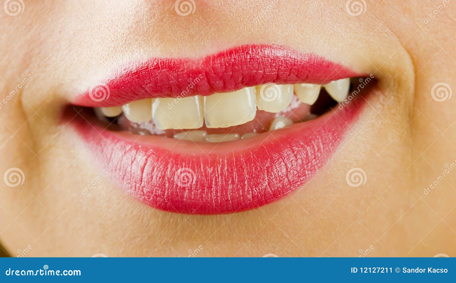 Smiling lips with lipstick stock image. Image of female - 12127211