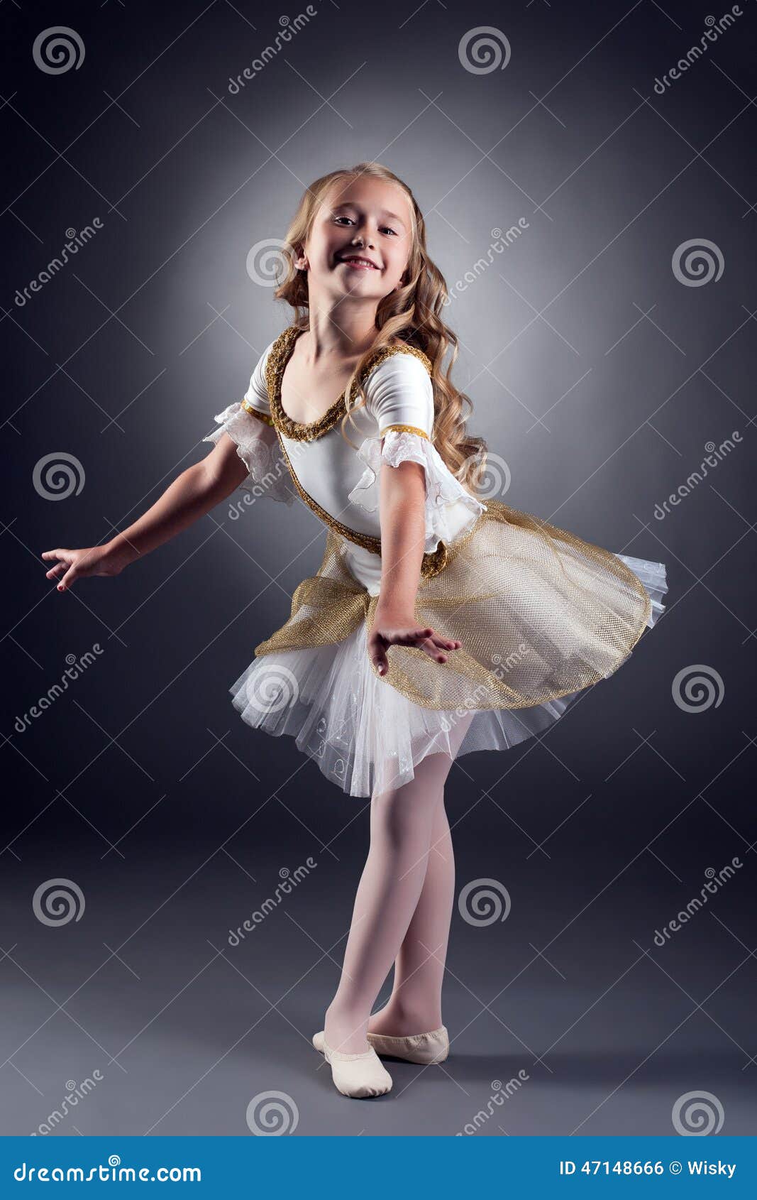 Smiling Little Ballerina Posing Looking at Camera Stock Photo - Image ...