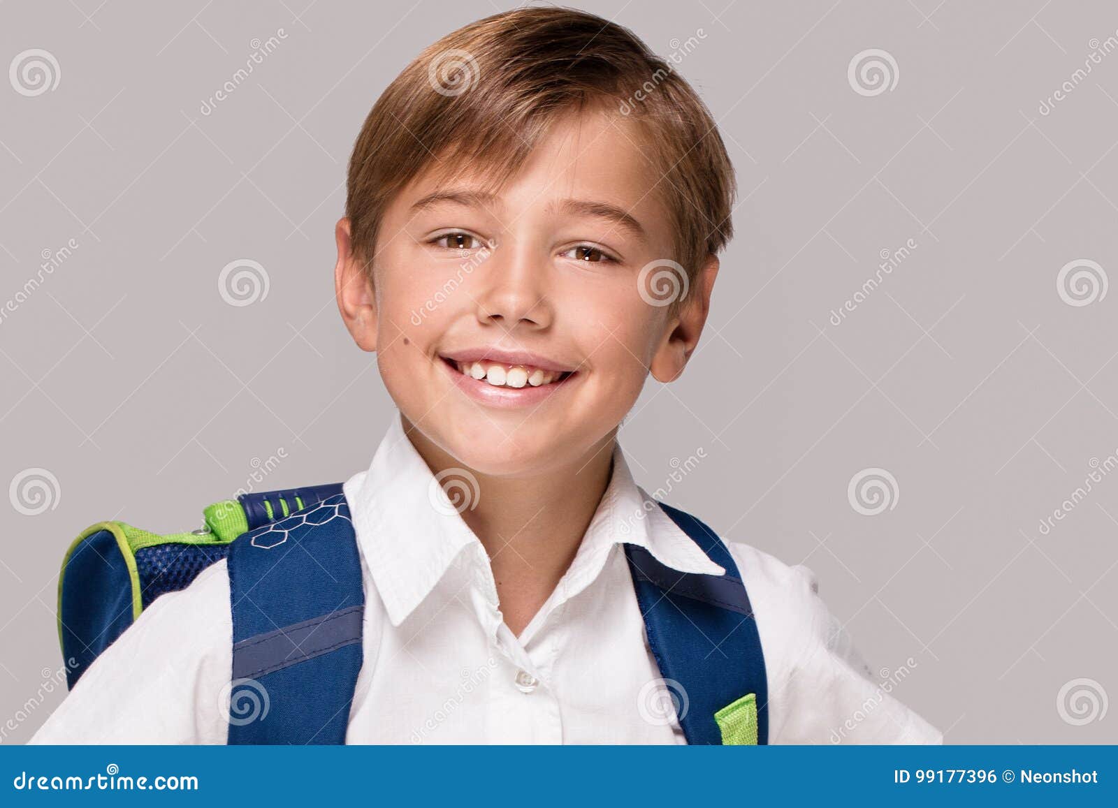 Smiling Little Boy with Backpack. Stock Photo - Image of people, pupil ...