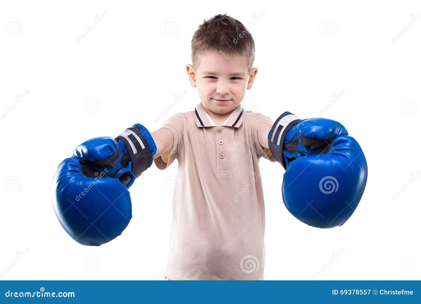 Smiling Little Boy and Boxing Gloves Stock Image - Image of power ...
