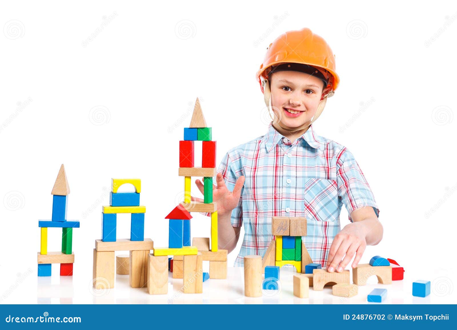 Smiling Little Boy is Building Stock Photo - Image of game, blond: 24876702