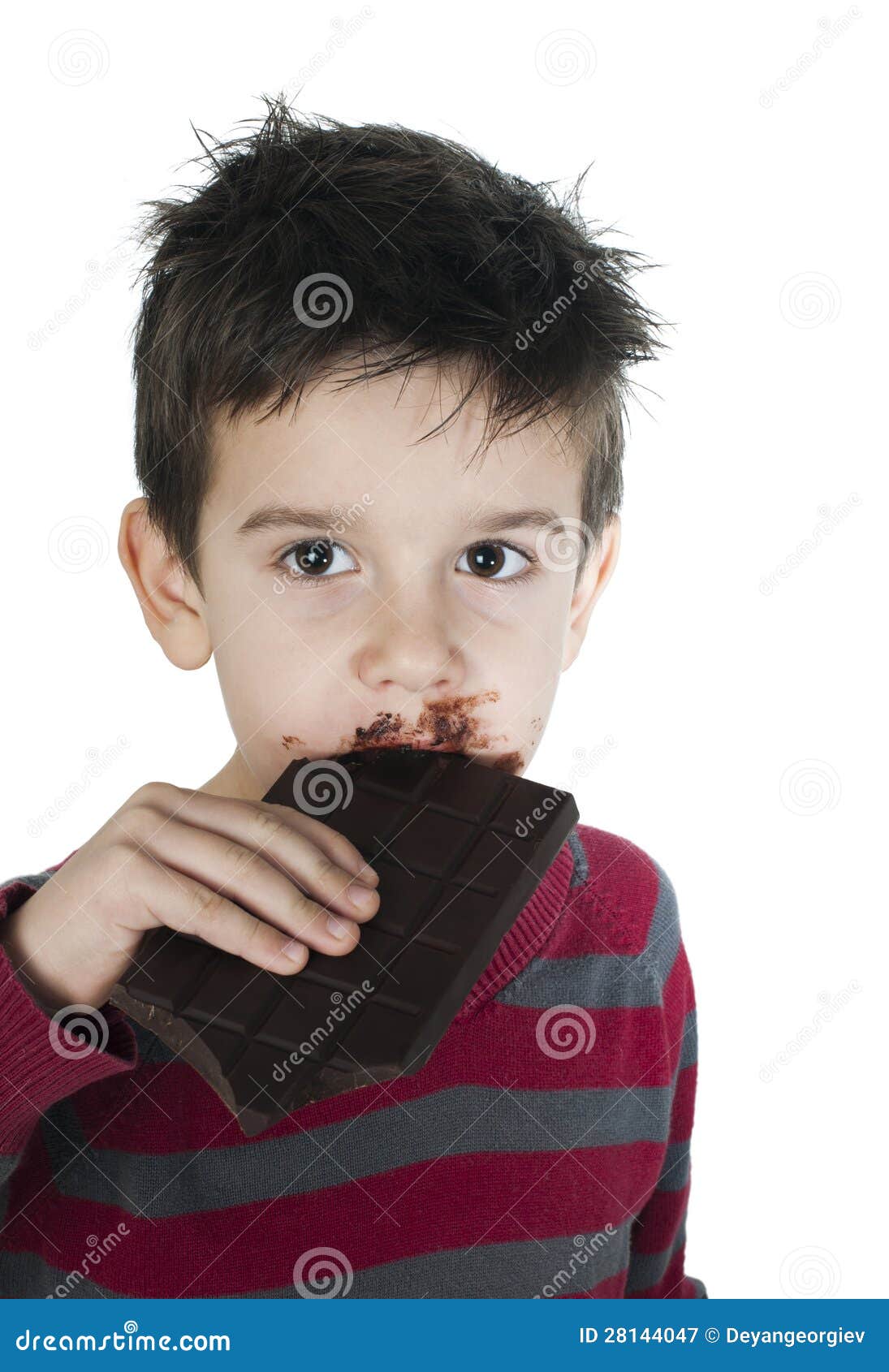 Smiling Little Boy Eating Chocolate Stock Image - Image of appetite ...