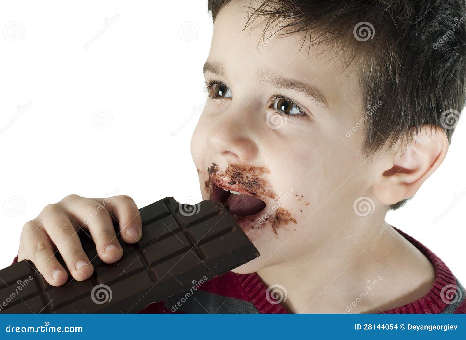 Smiling Little Boy Eating Chocolate Stock Photo - Image of gourmet ...