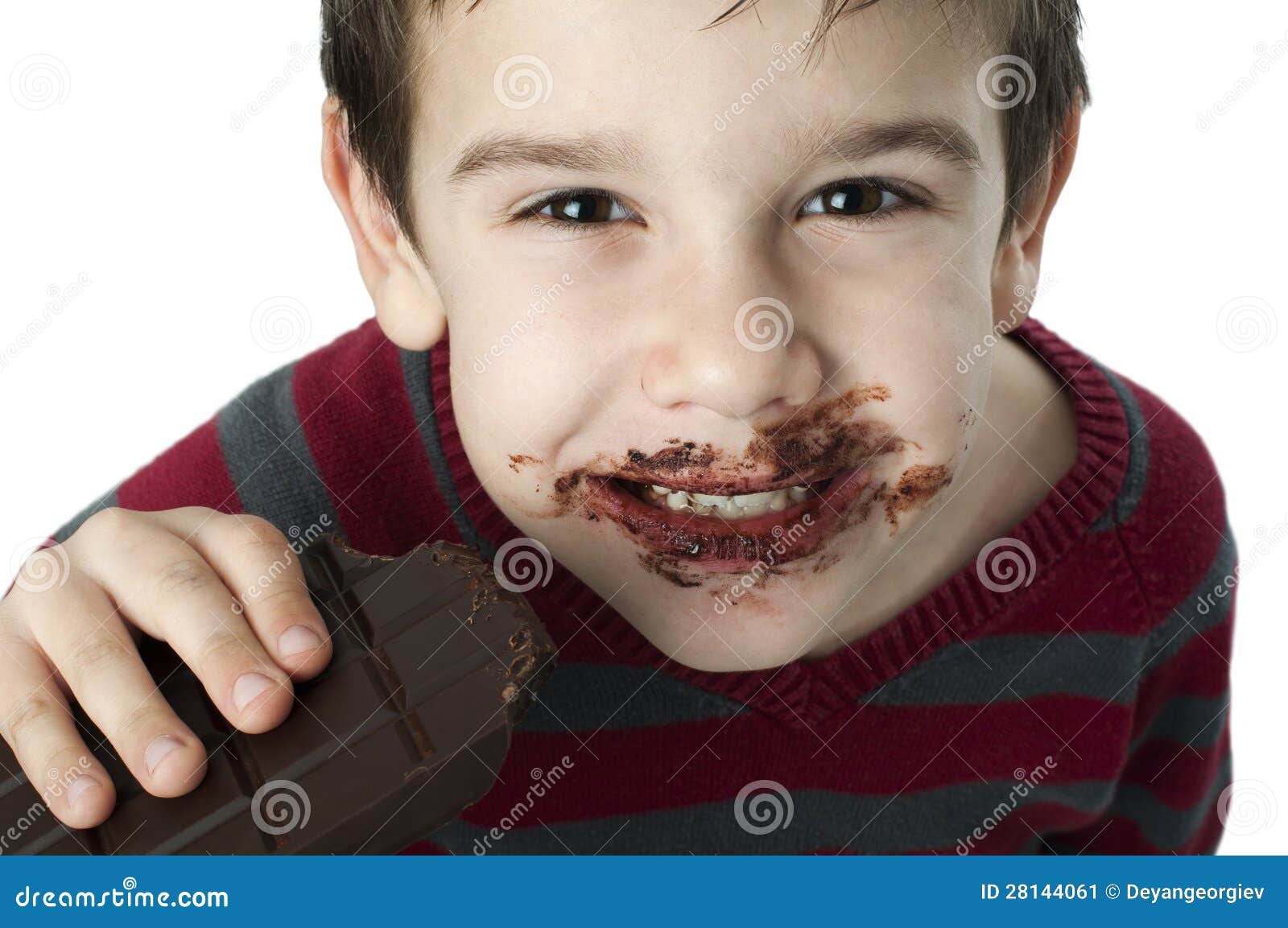 Smiling Little Boy Eating Chocolate Stock Image - Image of chocolate ...