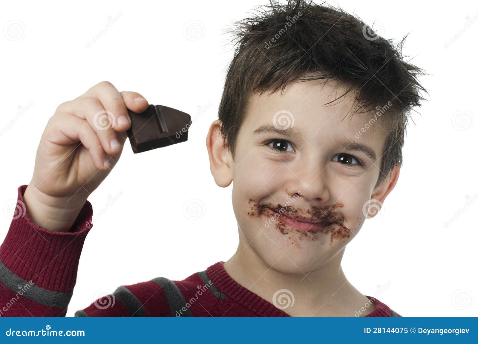 Smiling Little Boy Eating Chocolate Stock Image - Image of nutrition ...
