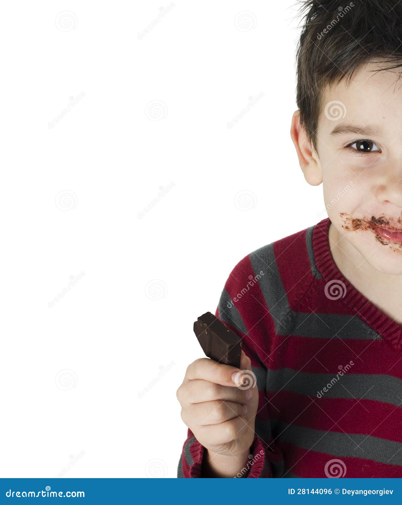 Smiling Little Boy Eating Chocolate Stock Photo - Image of healthy ...