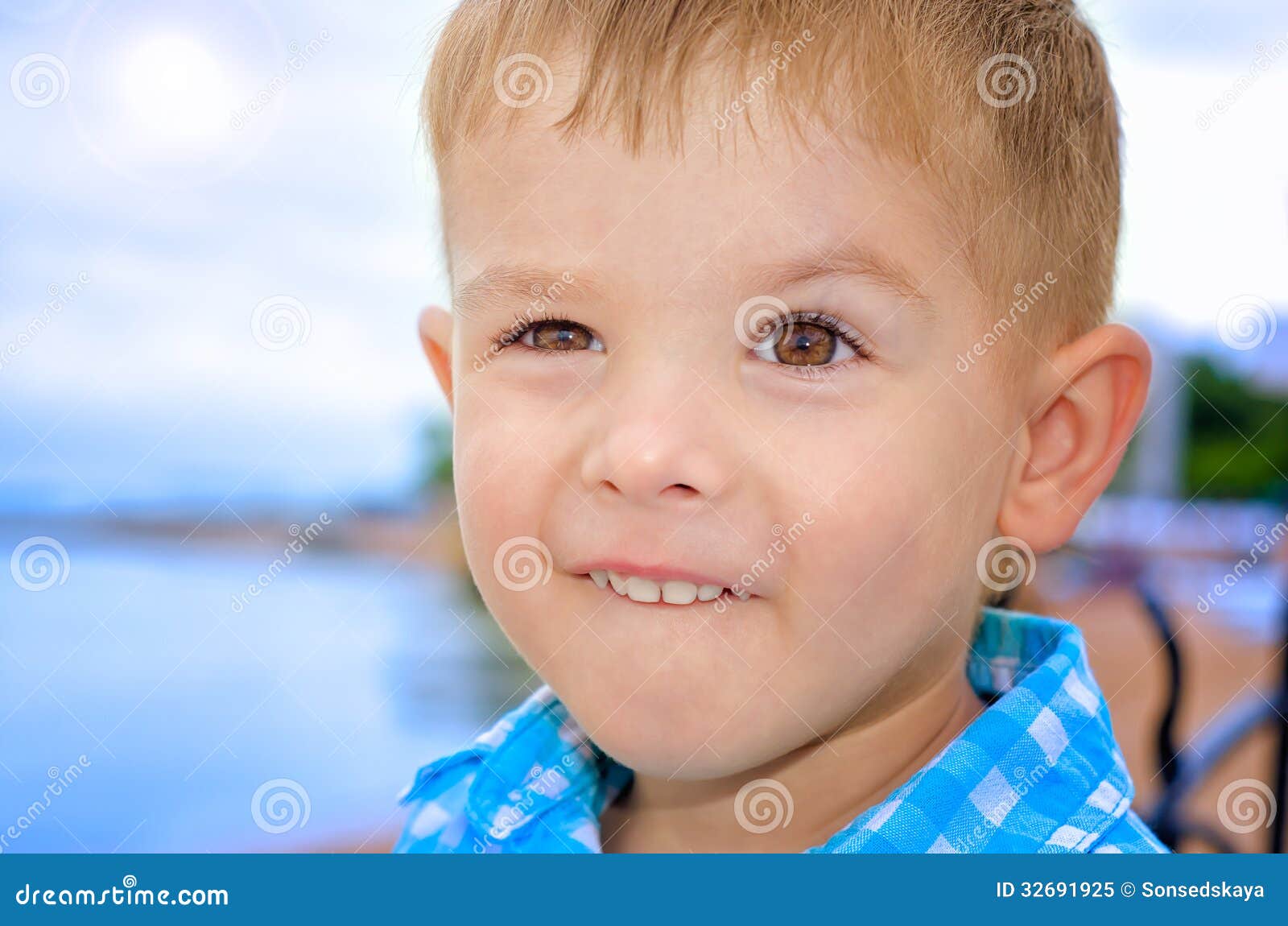 Smiling little boy stock image. Image of beautiful, face - 32691925