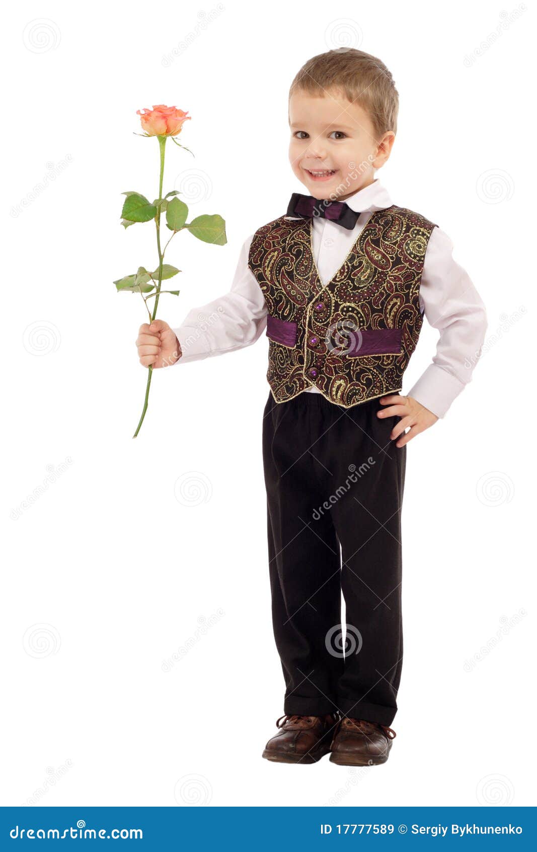 Smiling Little Boy Gives a Rose Stock Image - Image of event, people ...