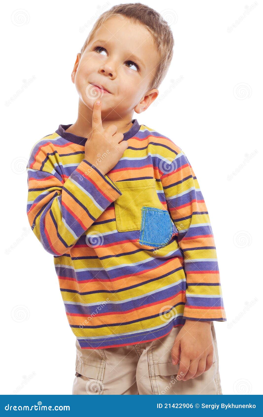 Smiling Little Boy Thinking about Stock Photo - Image of look, glad ...