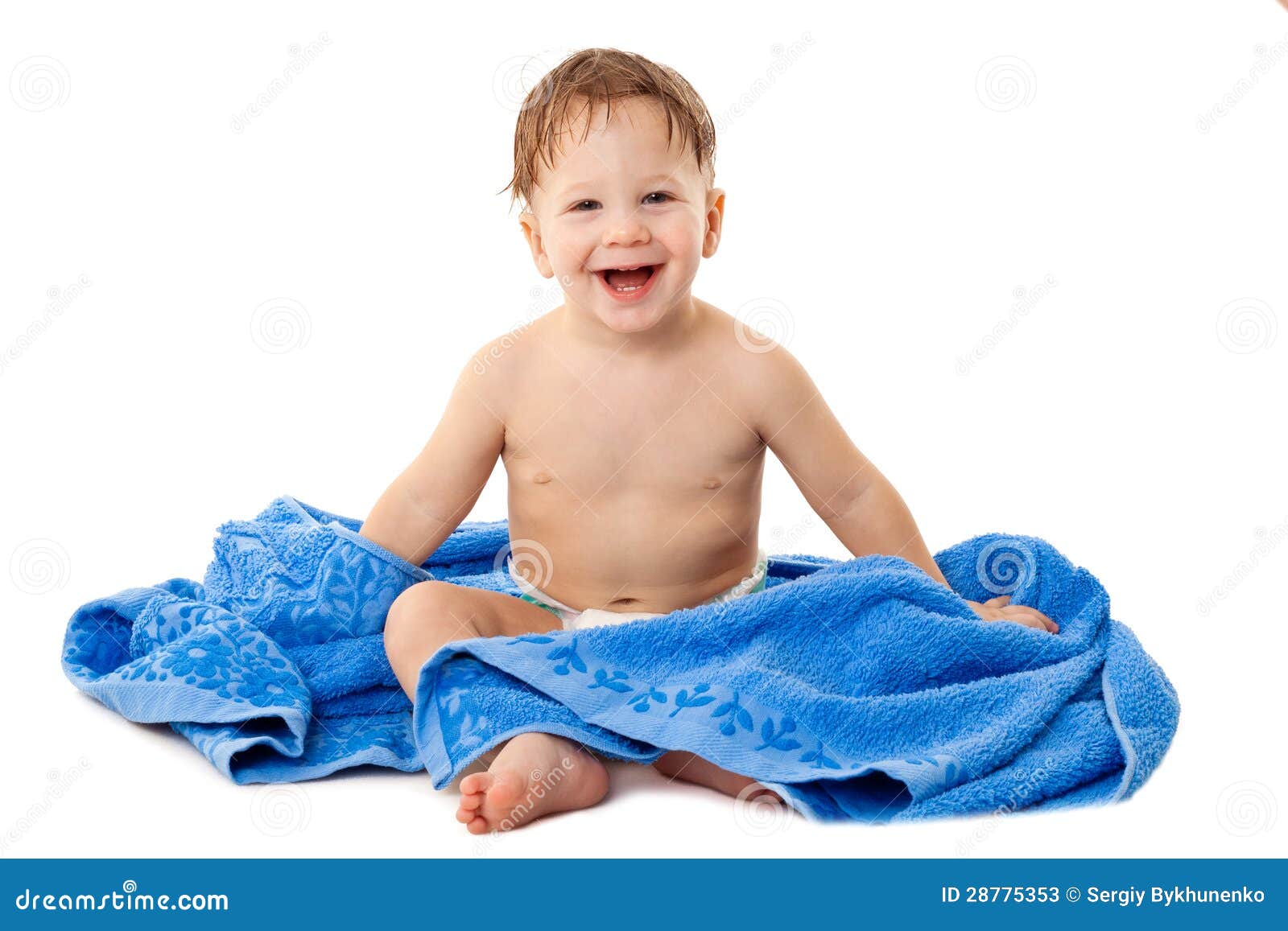 Smiling Little Boy in Towel Stock Image - Image of emotion, isolated ...