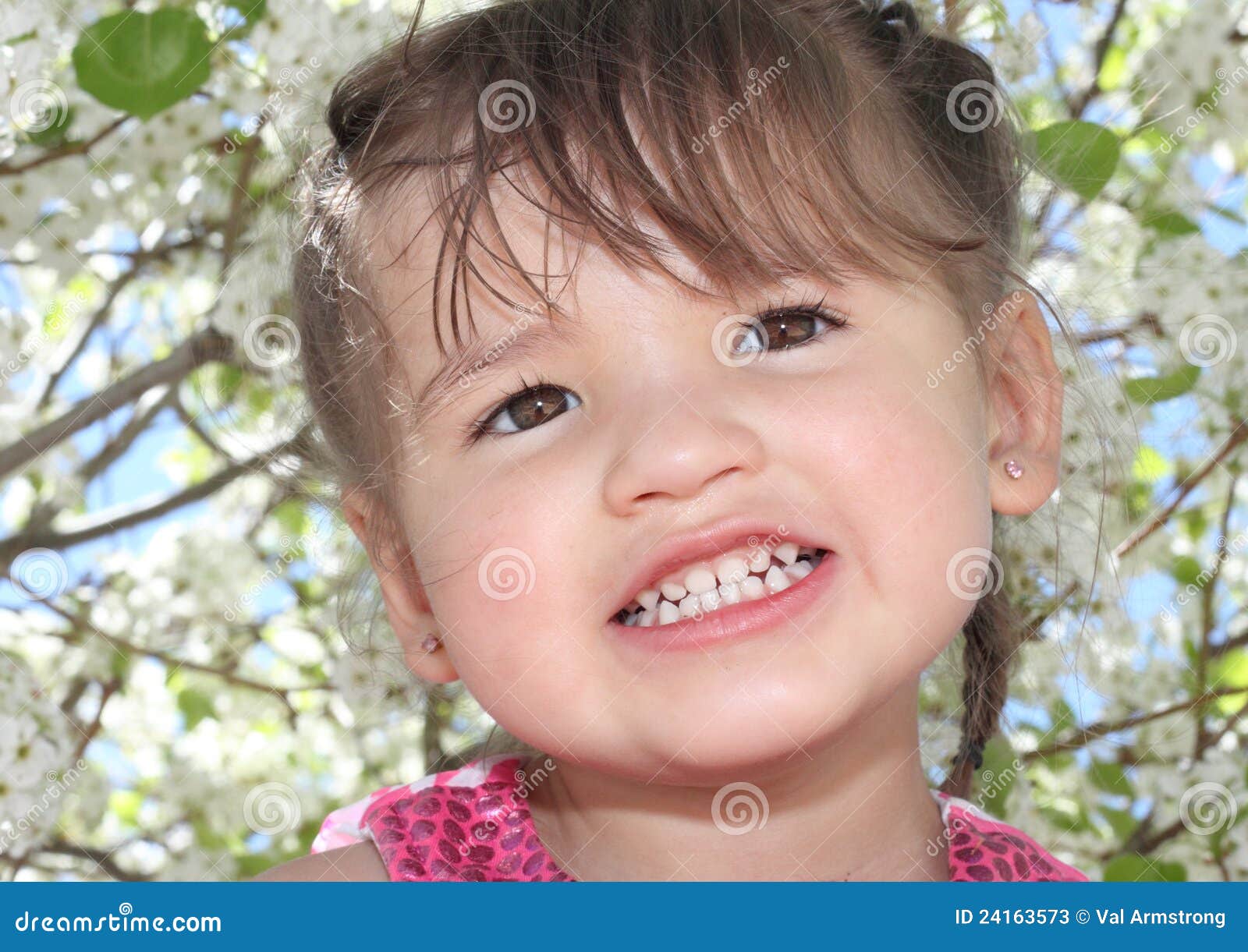 Smiling Little Girl stock image. Image of mouth, plum - 24163573