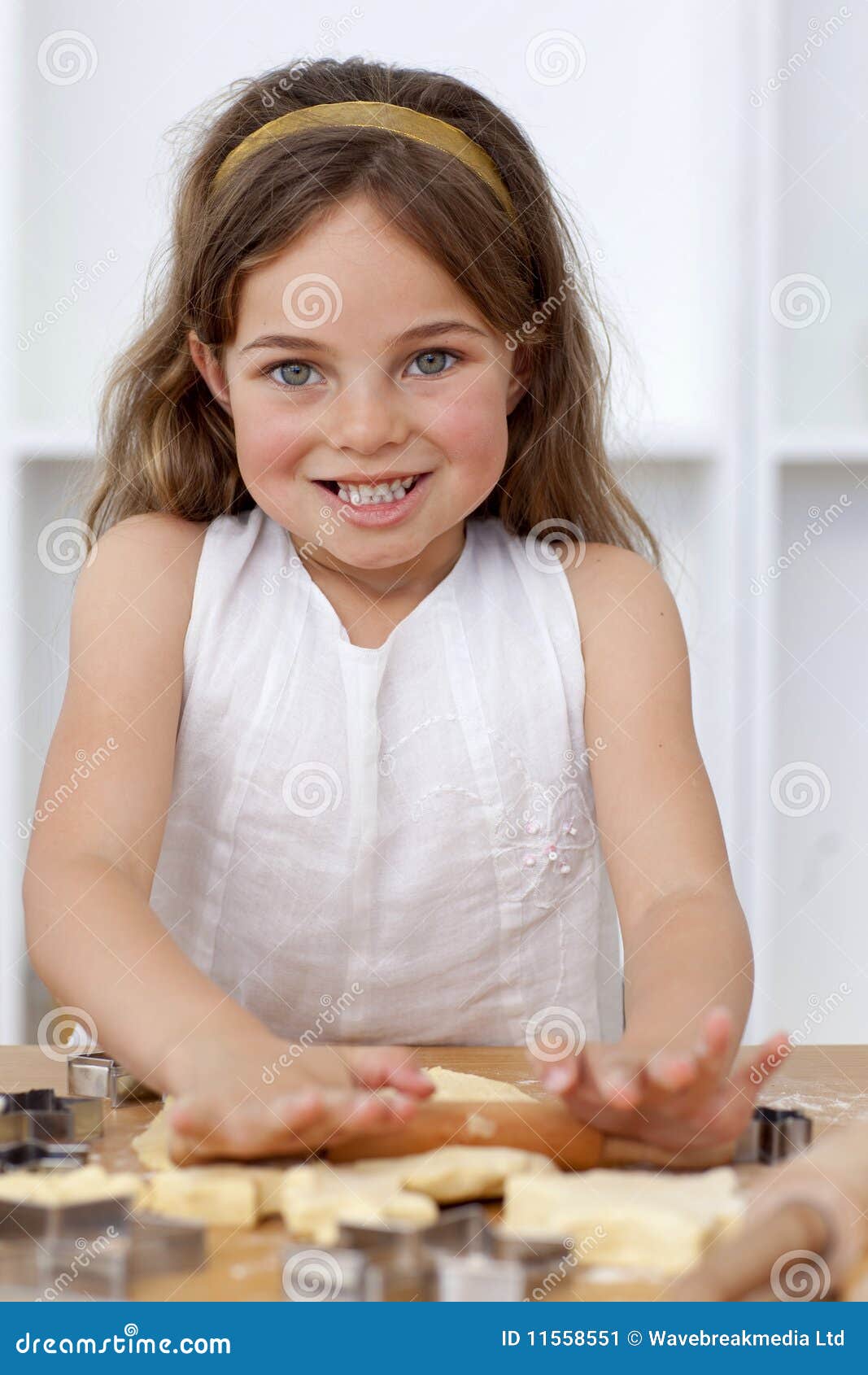Smiling Little Girl Baking in the Kitchen Stock Image - Image of ...