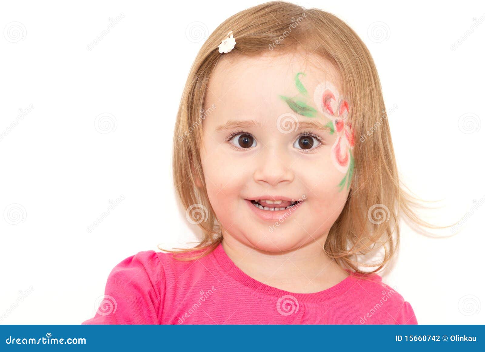 Smiling Little Girl with Face-art Stock Photo - Image of human, beauty ...