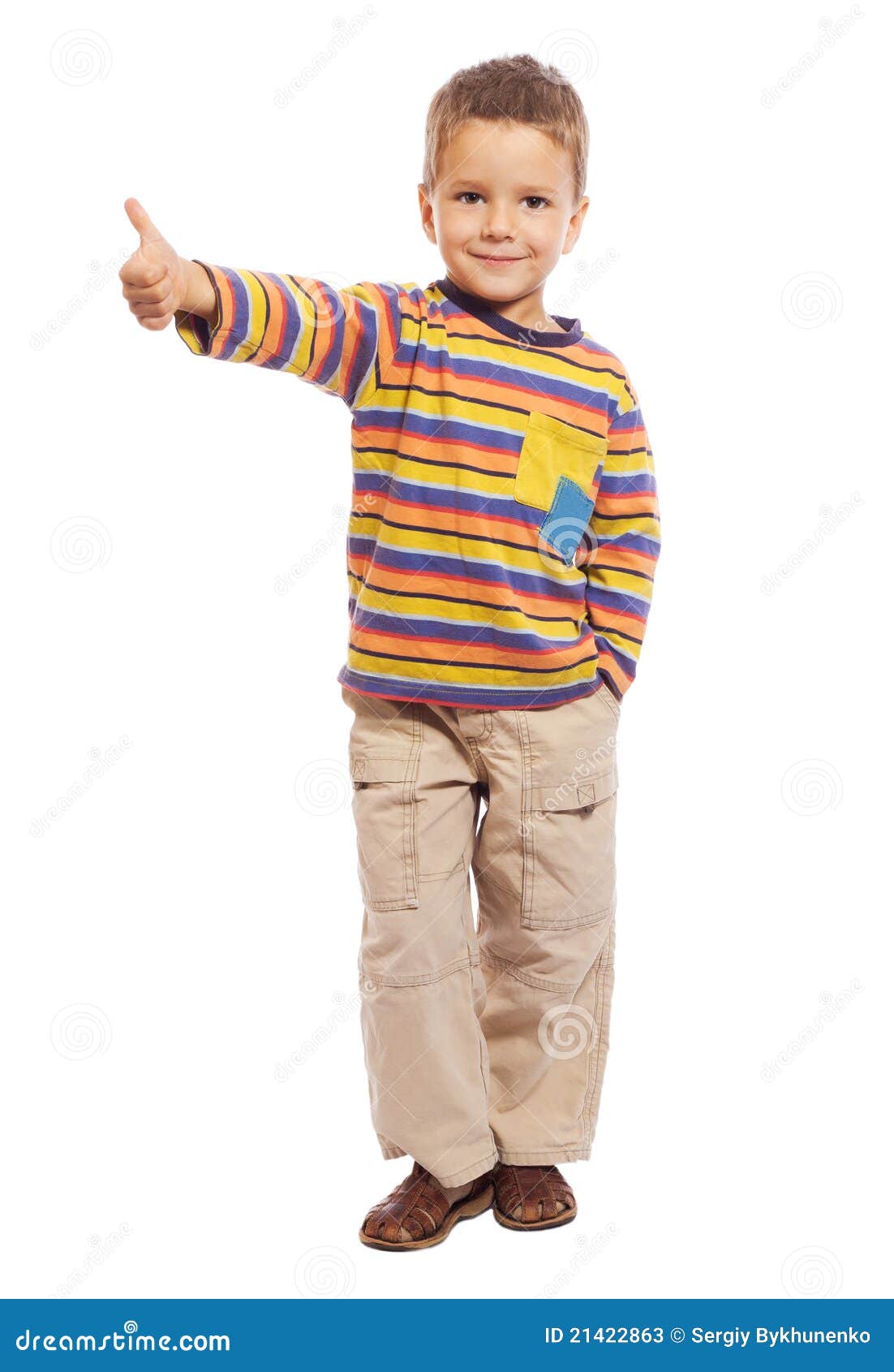 Smiling Little Kid with Thumbs Up Sign Stock Image - Image of child ...