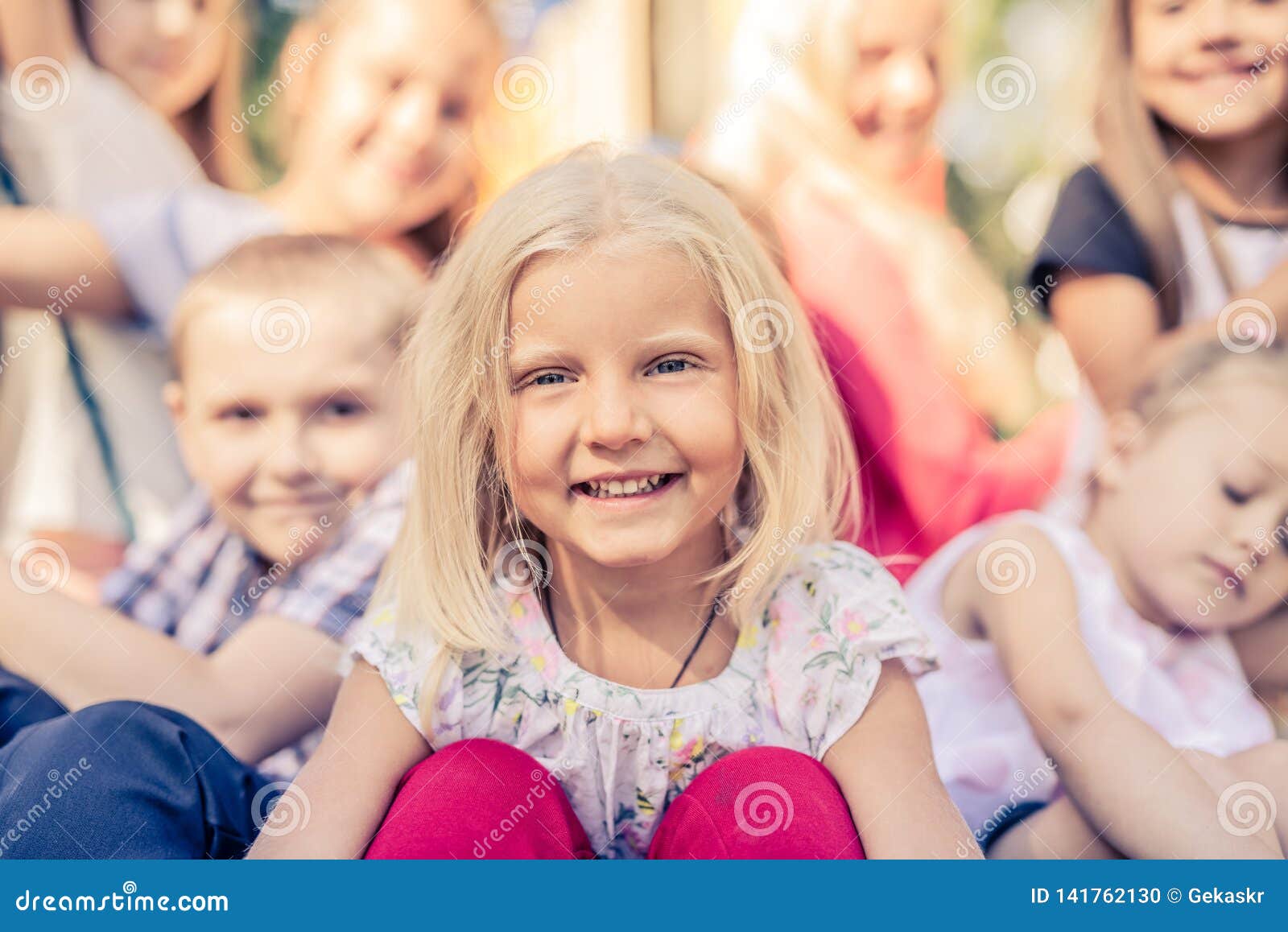Smiling Little Kids stock photo. Image of holding, joyful - 141762130