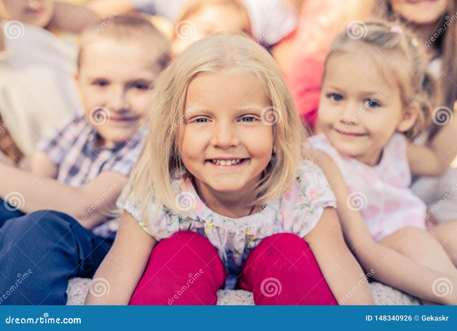 Smiling Little Kids stock photo. Image of delighted - 148340926
