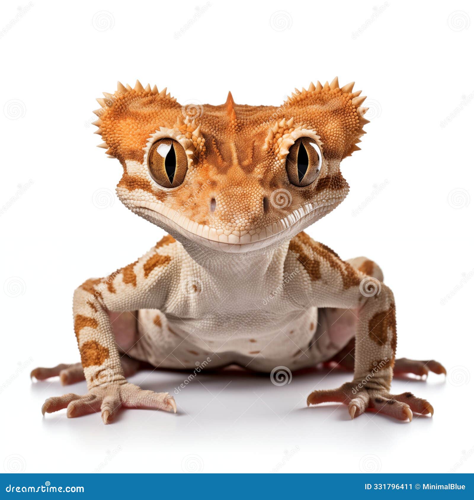Smiling Lizard with Spotted Pattern on White Background Stock ...