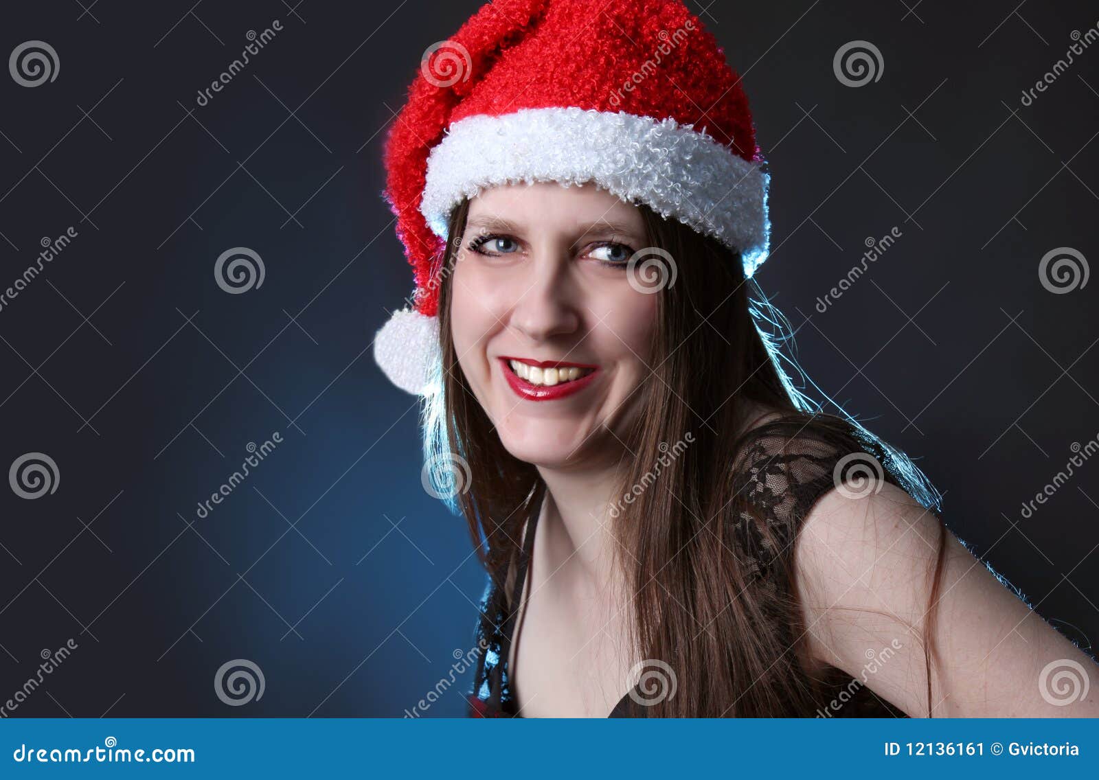 Smiling Long Haired Santa Girl Stock Image - Image of seasonal, skin ...