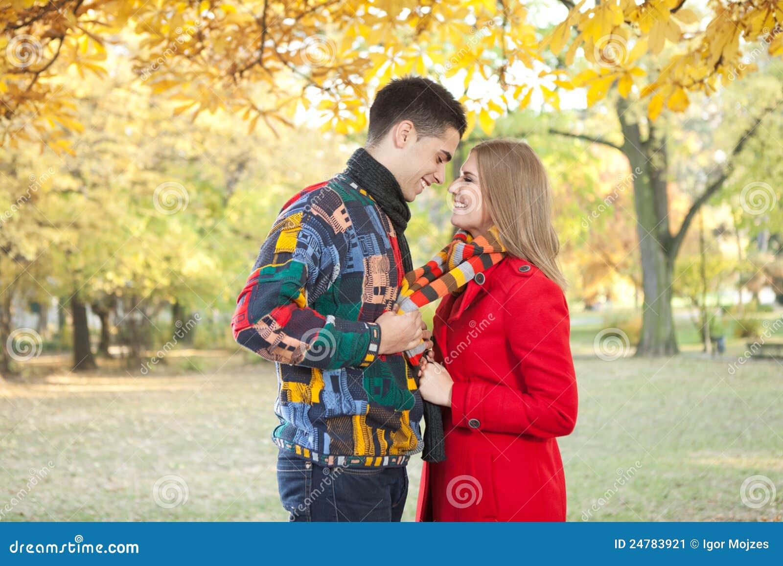 Smiling Love Couple in Romantic Time Stock Image - Image of fall ...