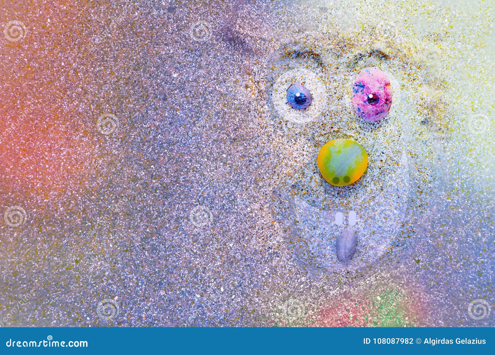 Smiling Lucky Face on a Colorful Sand Wall Stock Illustration ...