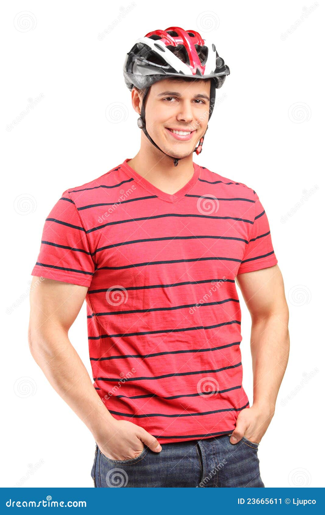 A Smiling Male Athlete Wearing Helmet Stock Image - Image of clothes ...