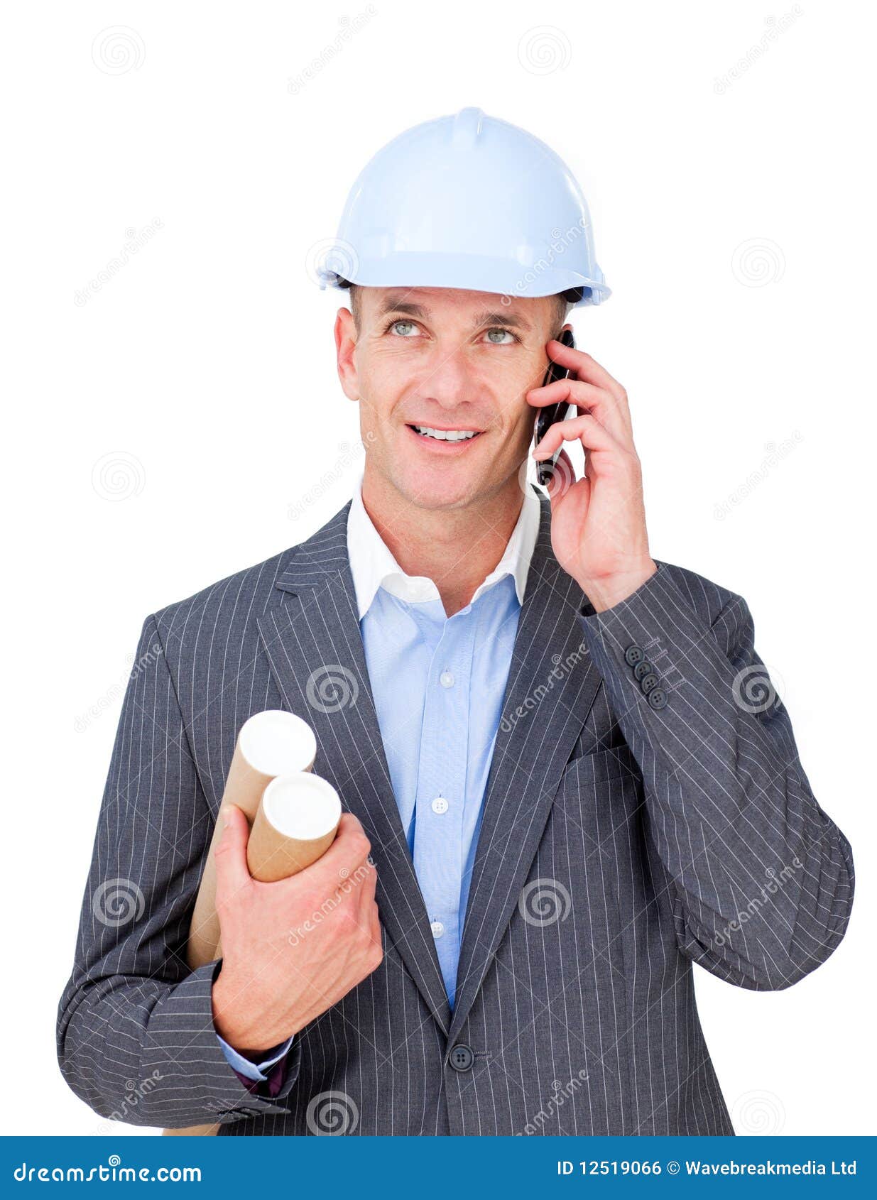 Smiling Male Engineer Talking on Phone Stock Photo - Image of manager ...