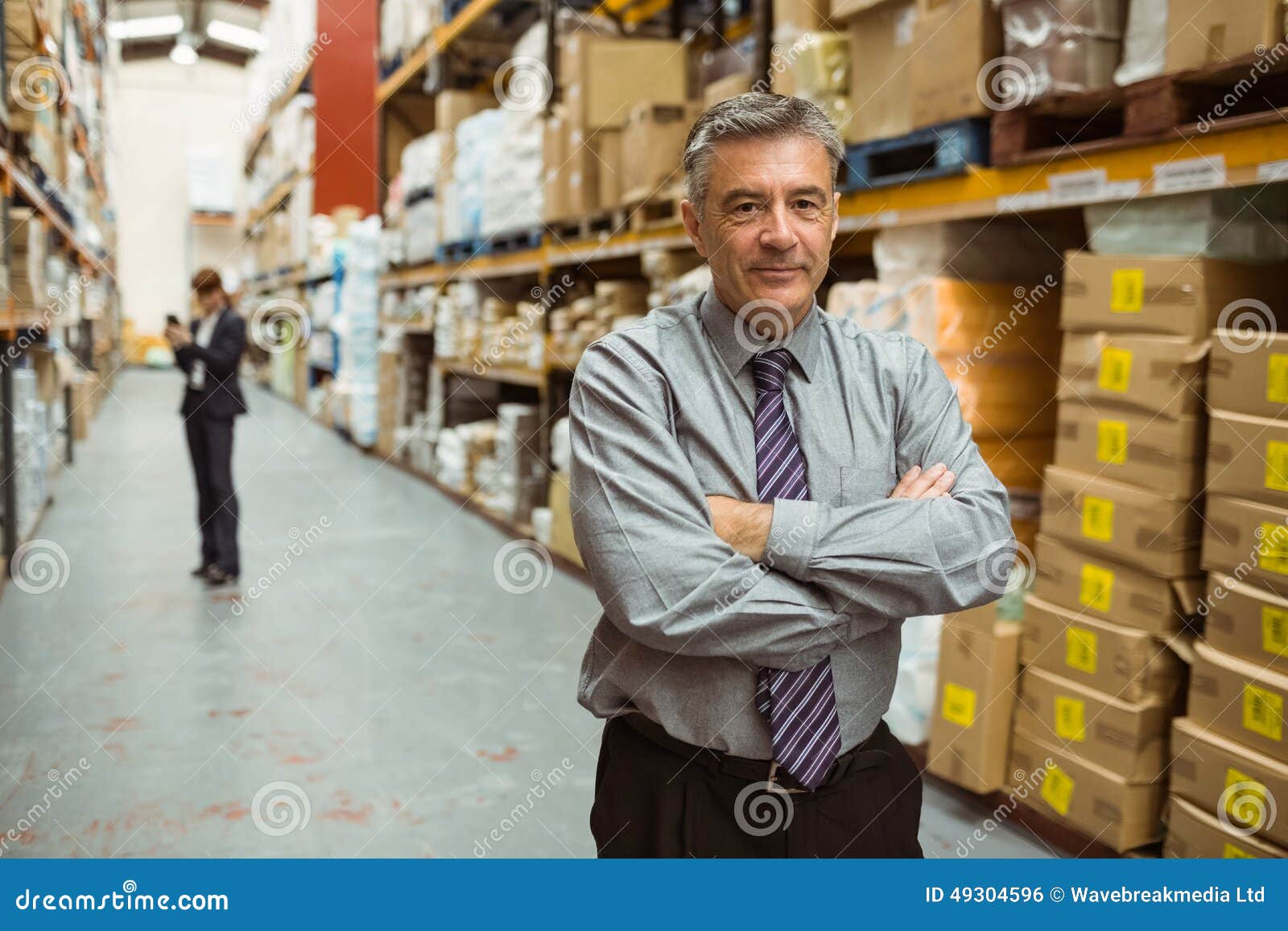 Smiling Male Manager with Arms Crossed Stock Photo - Image of ...