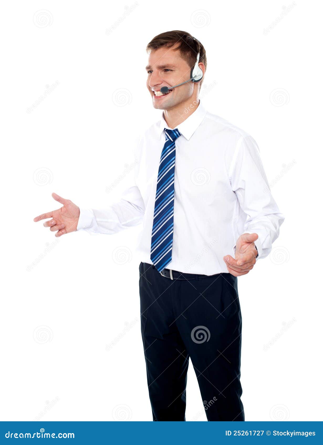 Smiling Male Operator Explaining Discounted Offer Stock Image - Image ...