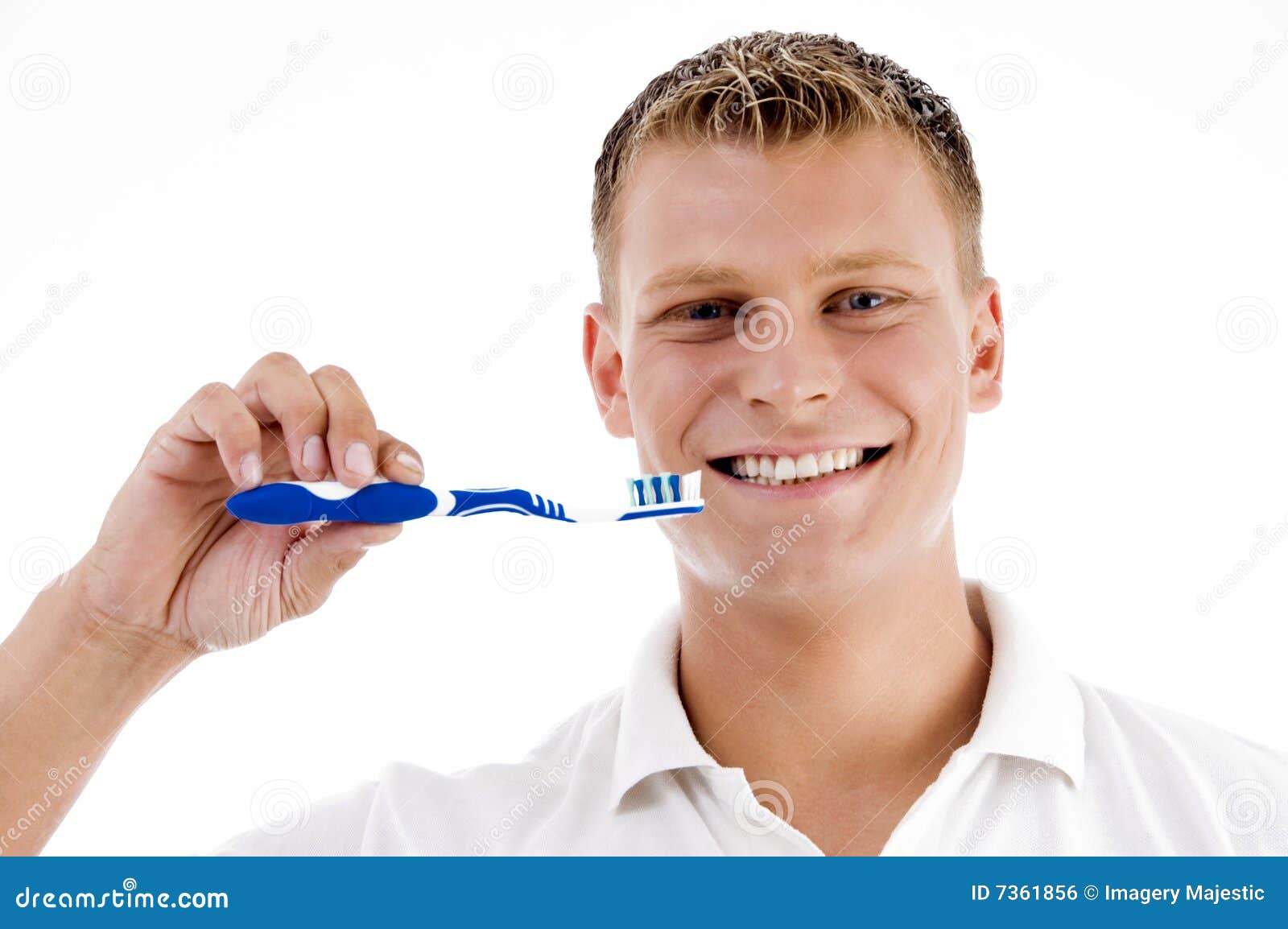 Smiling Male Showing Tooth Brush Stock Photo - Image of glad, handsome ...