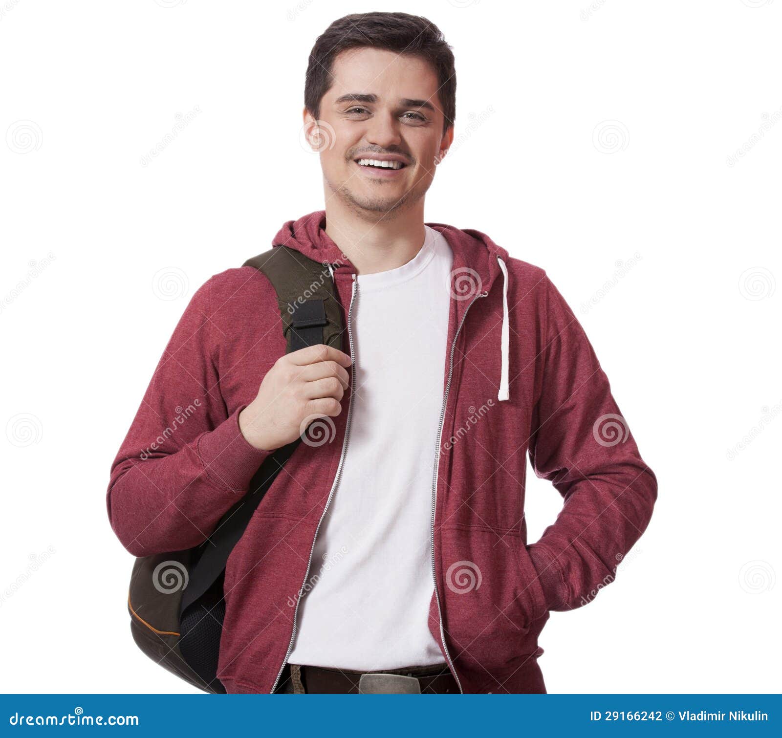 Smiling Male Student with a Backpack Stock Photo - Image of camera ...