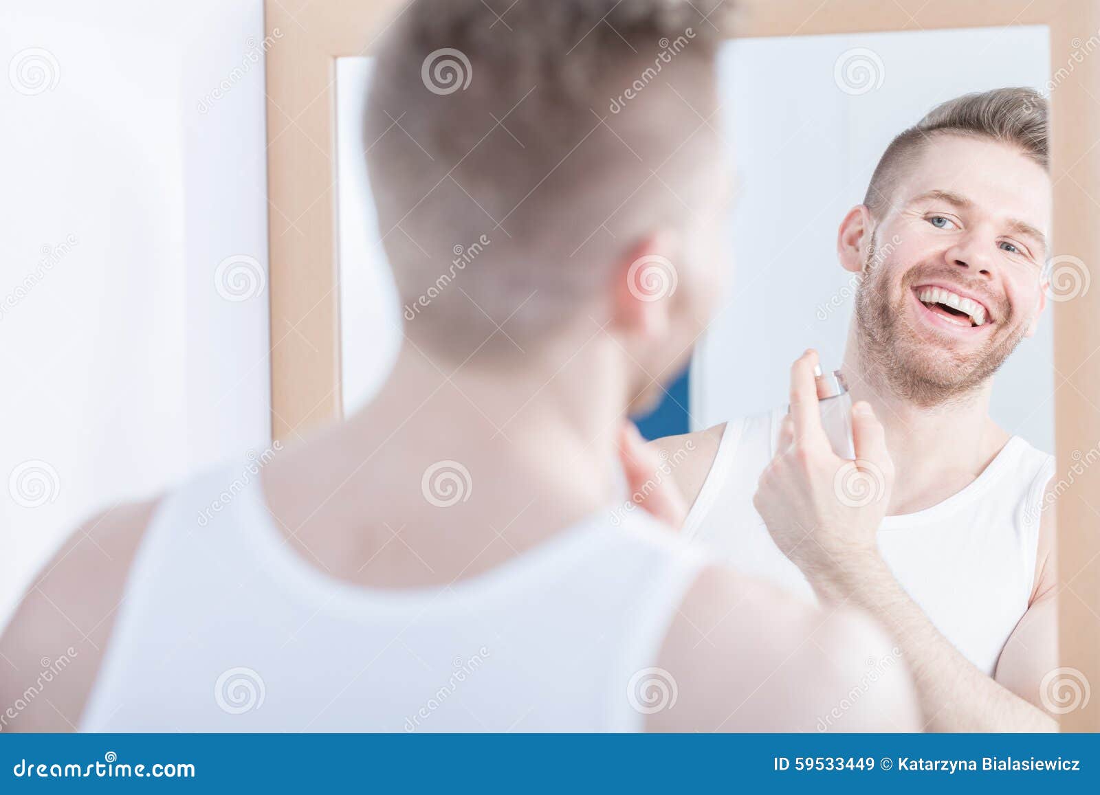 Smiling Man Admiring His Reflection Stock Image - Image of mental ...