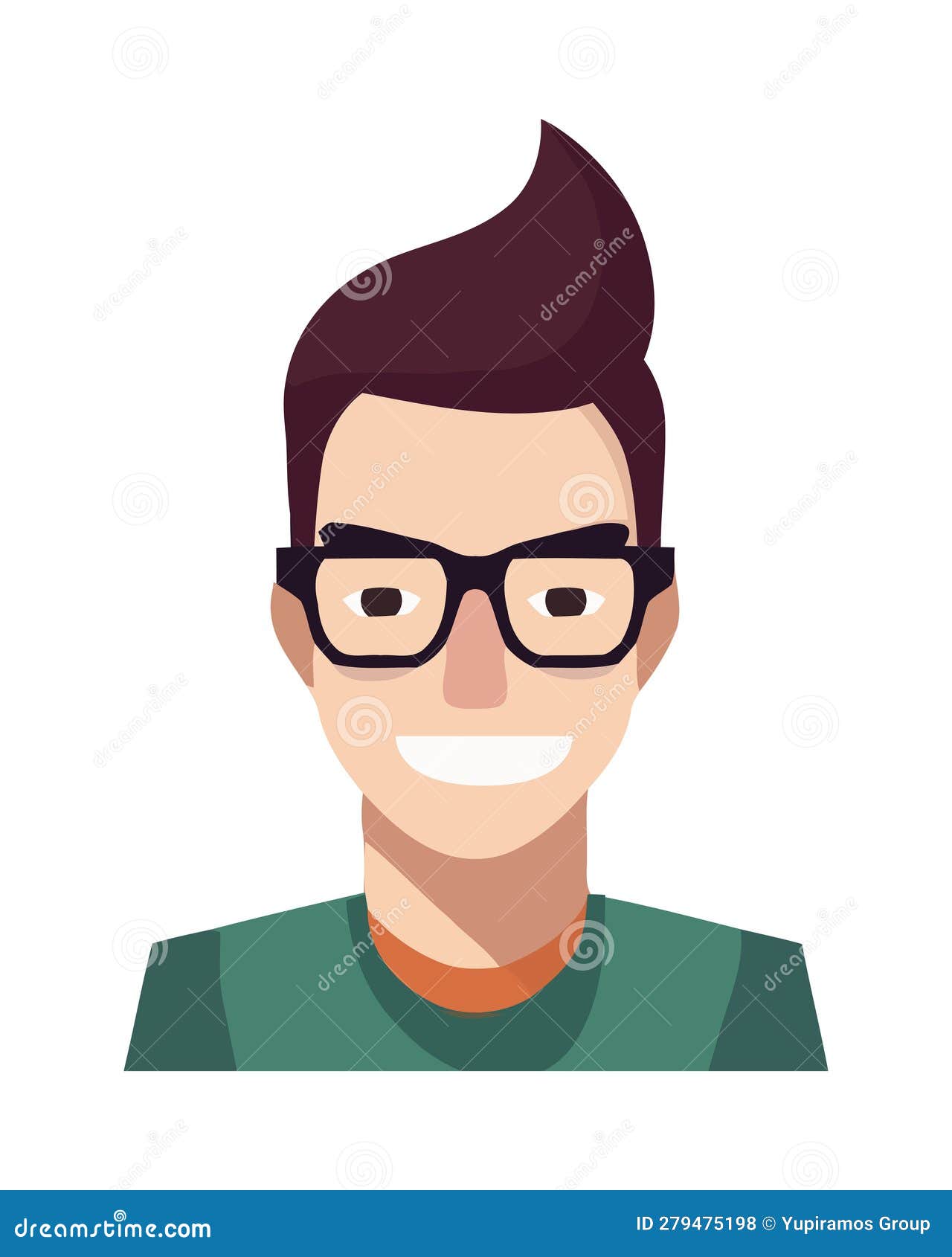 Smiling Man Avatar in Flat Design Stock Vector - Illustration of ...