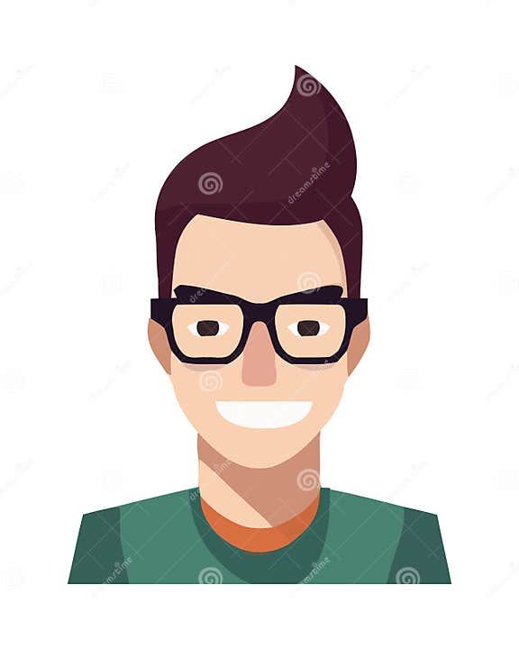 Smiling Man Avatar in Flat Design Stock Vector - Illustration of ...